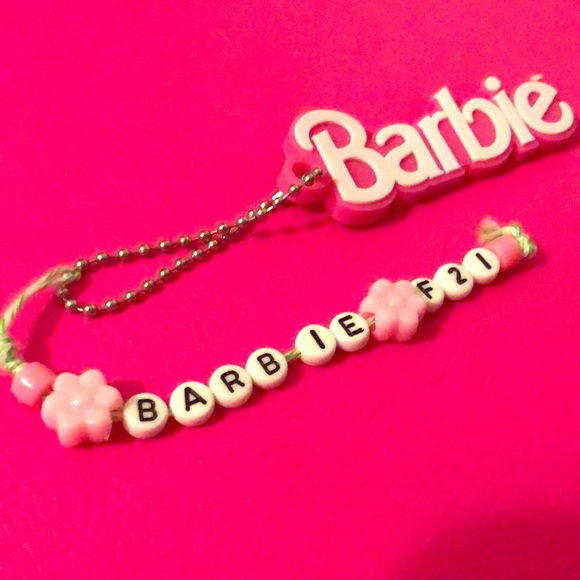 Barbie | Accessories | Barbie Logo Rubber Keychain Pink Flower Charm ...